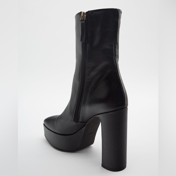 Zara | Shoes | Zara Black Platform Leather Ankle Boots | Poshmark